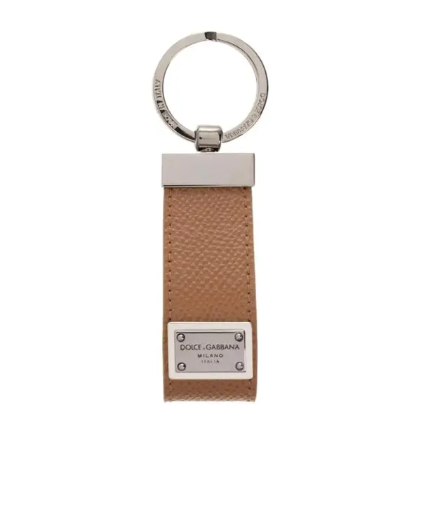 Dolce & Gabbana Dolce Gabbana Logo Plaque Keyring - Brown