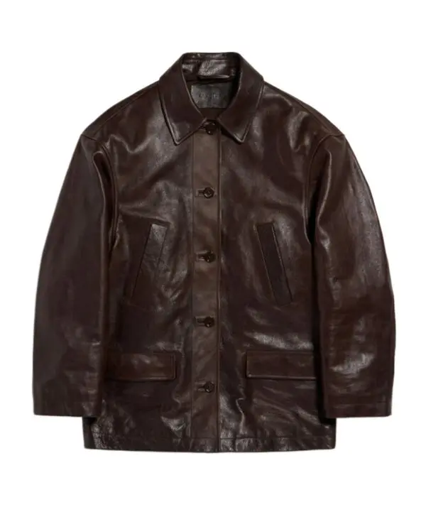 Balenciaga Oversized Carcoat In Coffee - Black