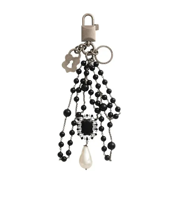 Dolce & Gabbana Padlock Beaded Keyring - Black