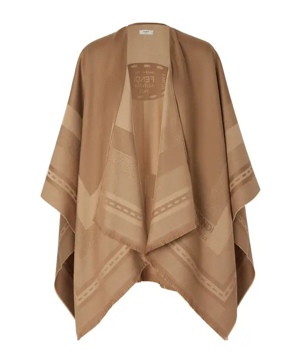 Fendi Frayed-edge Wraparound Poncho - Brown