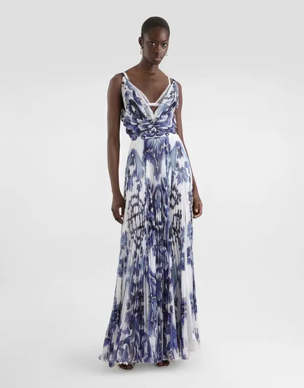 Dolce & Gabbana Majolica-print Chiffon Dress