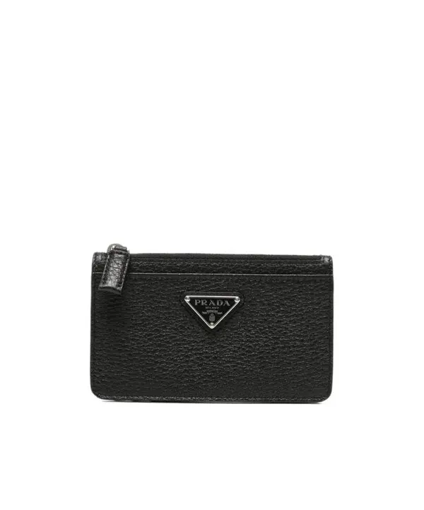 Prada Logo-plaque Leather Cardholder - Black