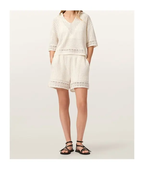 ALLSAINTS Elma Crochet-knit Cropped Top - Mallow White