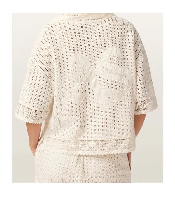 ALLSAINTS Elma Crochet-knit Cropped Top - Mallow White