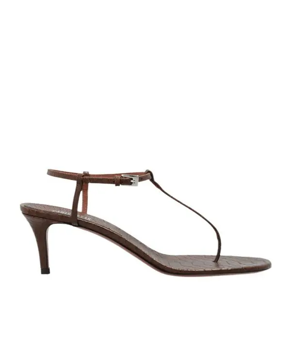 Paris Texas Crocodile-effect Leather Sandals - Brown