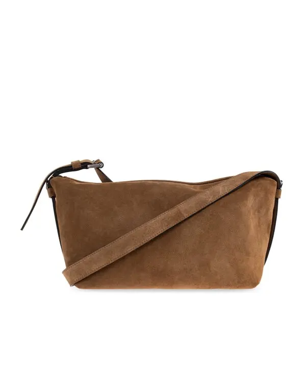 Moschino Suede Zip Shoulder Bag - Brown