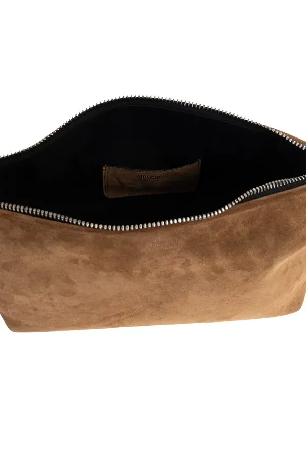 Moschino Suede Zip Shoulder Bag