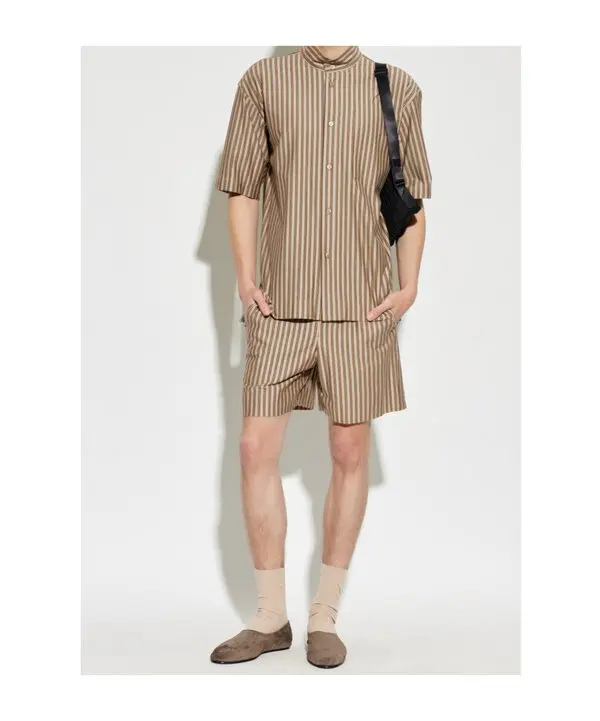 Issey Miyake Striped Shorts With Elastic Waistband