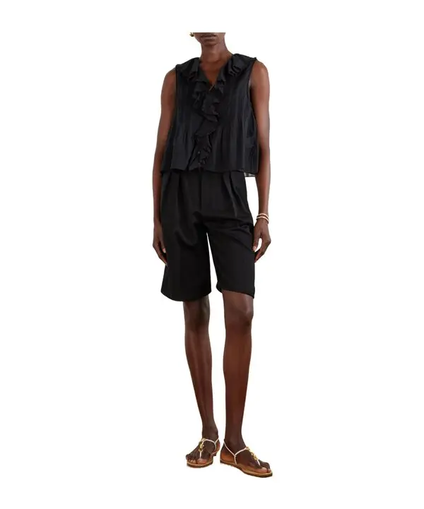 DÔEN Ruffled Embroidered Organic Cotton Top