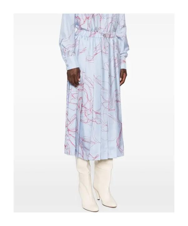 Fabiana Filippi Abstract Print Pleated Midi Skirt