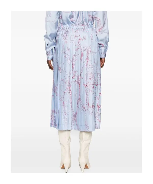 Fabiana Filippi Abstract Print Pleated Midi Skirt