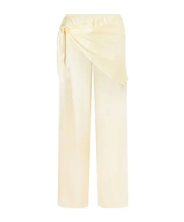 DÔEN High-waisted Wide-leg Silk Trousers - White