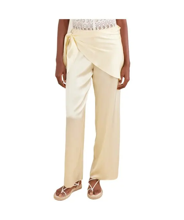 DÔEN High-waisted Wide-leg Silk Trousers