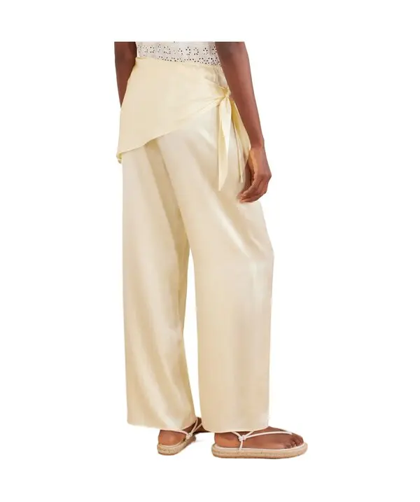 DÔEN High-waisted Wide-leg Silk Trousers