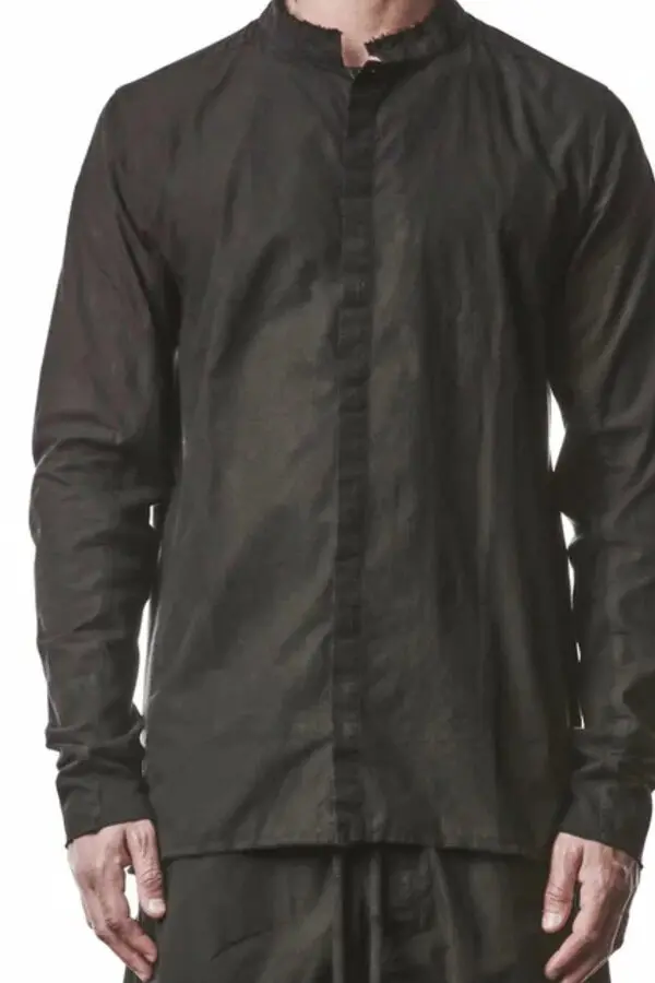 THOM KROM Raw-edge Band-collar Shirt