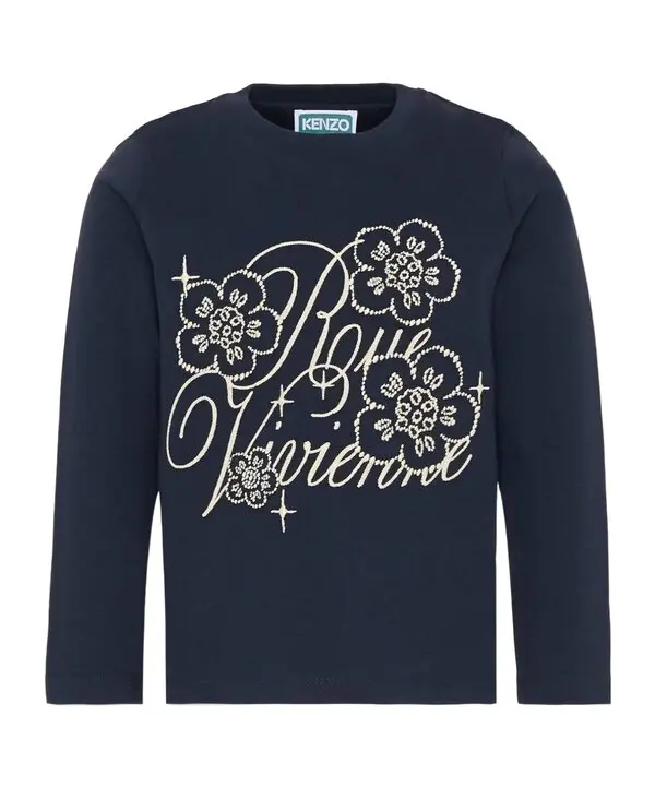 Kenzo Floral-print Long-sleeve T-shirt - Blue