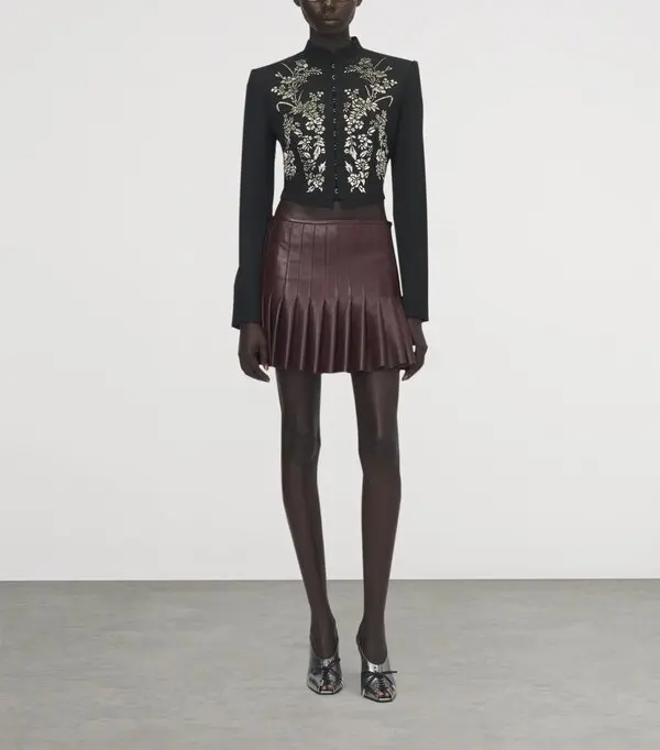 Alexander McQueen Wool Embroidered Floral Cropped Jacket