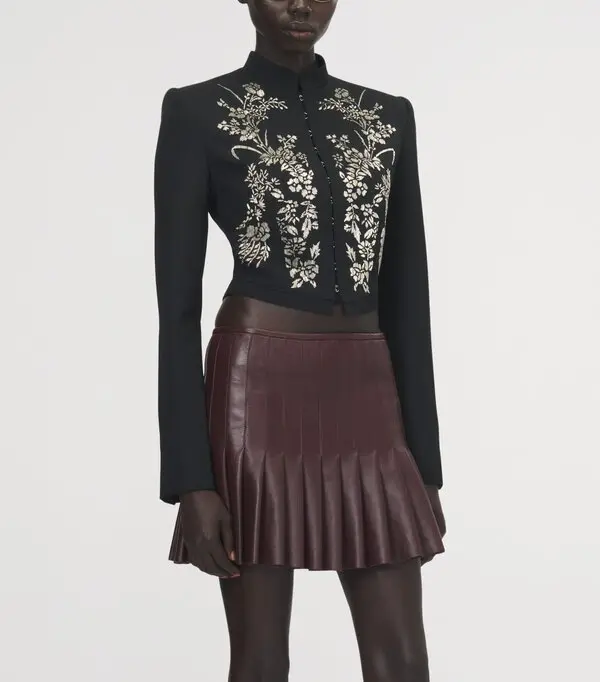 Alexander McQueen Wool Embroidered Floral Cropped Jacket