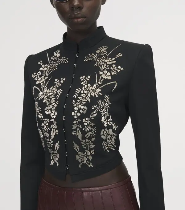 Alexander McQueen Wool Embroidered Floral Cropped Jacket