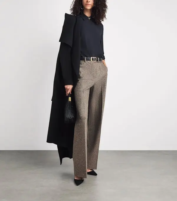 Kiton Virgin Wool-blend Pleated Wide-leg Trousers