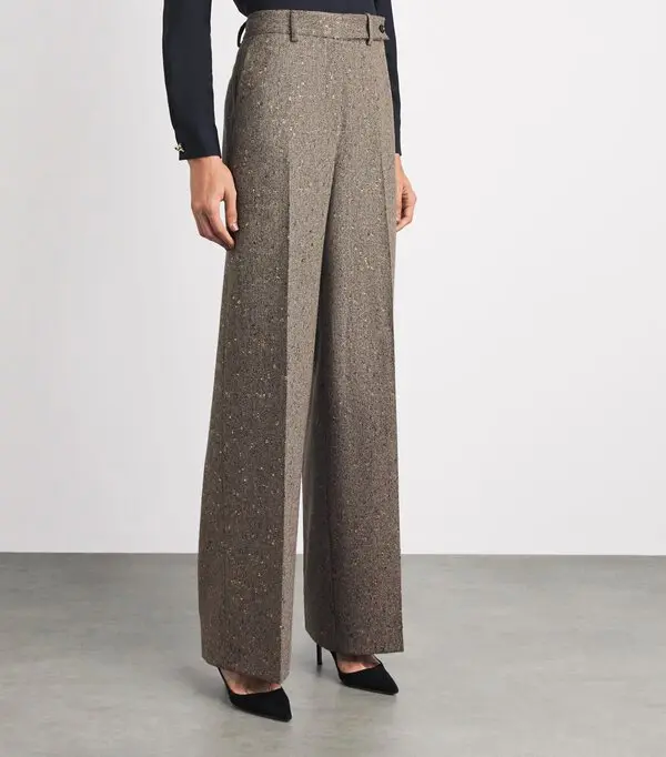 Kiton Virgin Wool-blend Pleated Wide-leg Trousers
