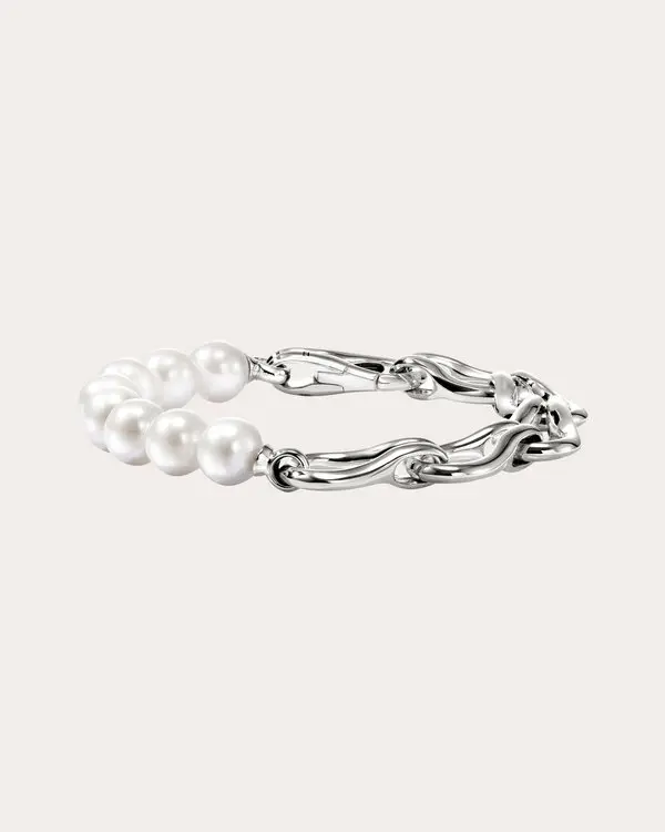 John Hardy Cultured Pearl Surf Bracelet - Silver