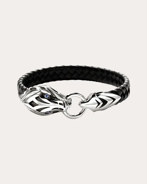 John Hardy Blue Sapphire Naga Leather Bracelet