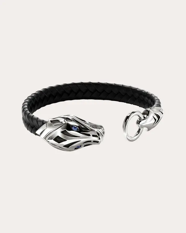 John Hardy Blue Sapphire Naga Leather Bracelet