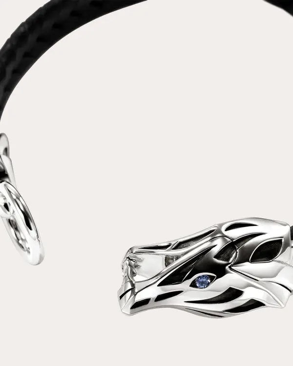 John Hardy Blue Sapphire Naga Leather Bracelet
