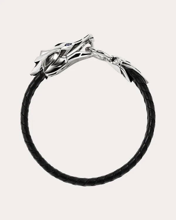 John Hardy Blue Sapphire Naga Leather Bracelet