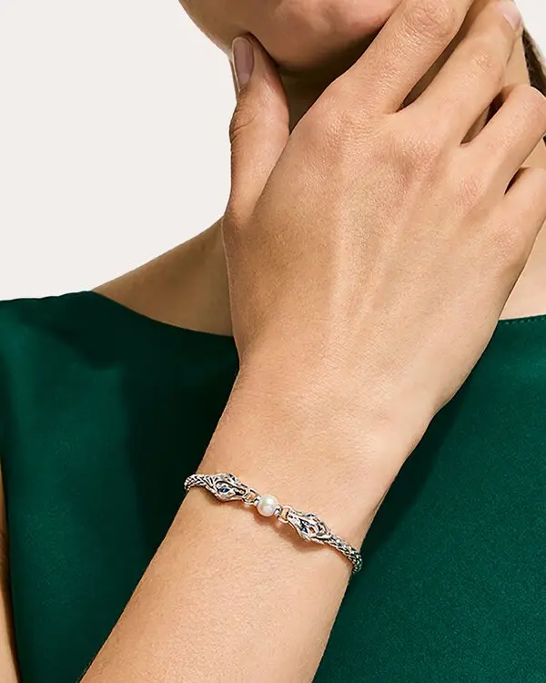 John Hardy Sapphire & Cultured Pearl Naga Bracelet