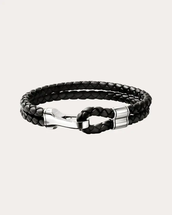 John Hardy Leather Double Hook Clasp Bracelet - Black