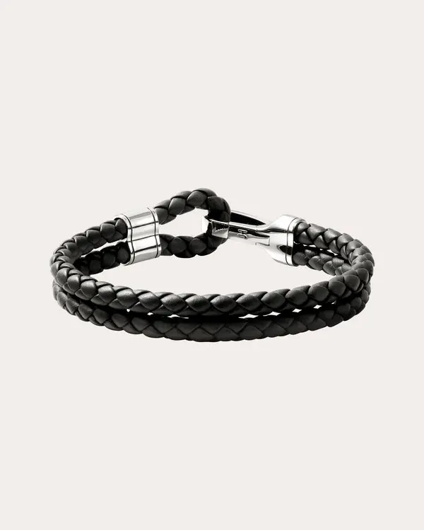 John Hardy Leather Double Hook Clasp Bracelet