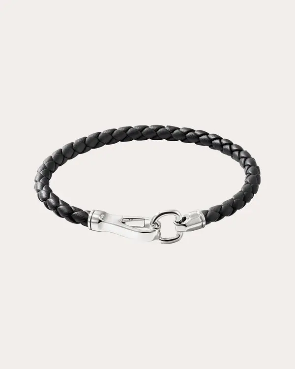 John Hardy Leather Slim Hook Clasp Bracelet - Black