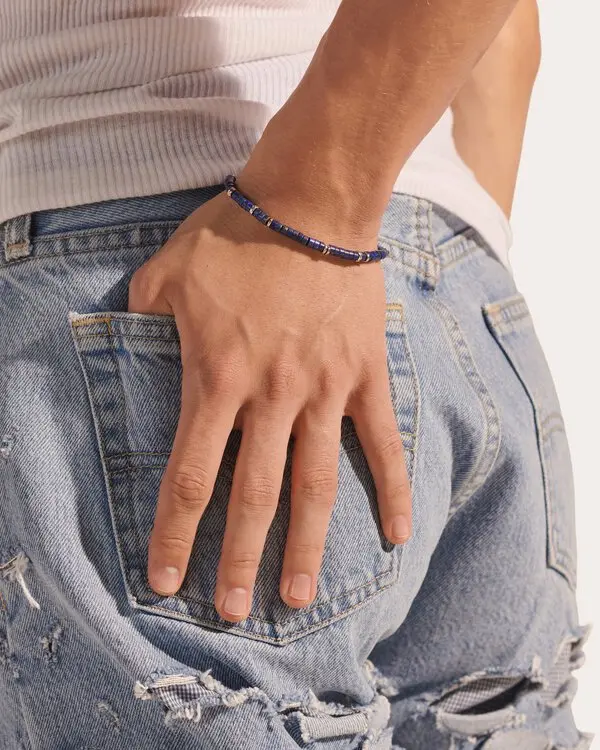John Hardy 4mm Lapis Lazuli Heishi Bracelet