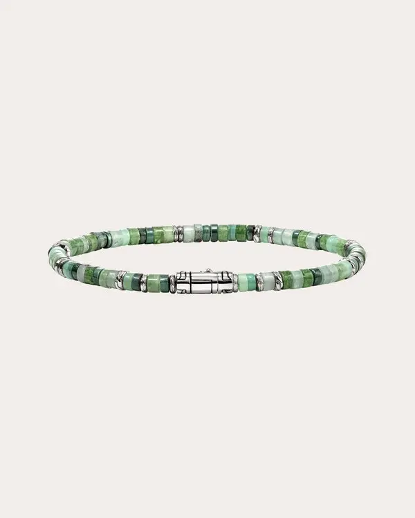John Hardy Emerald & Malachite Heishi Bracelet