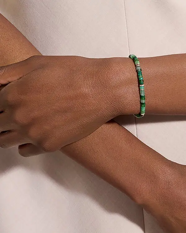 John Hardy Emerald & Malachite Heishi Bracelet