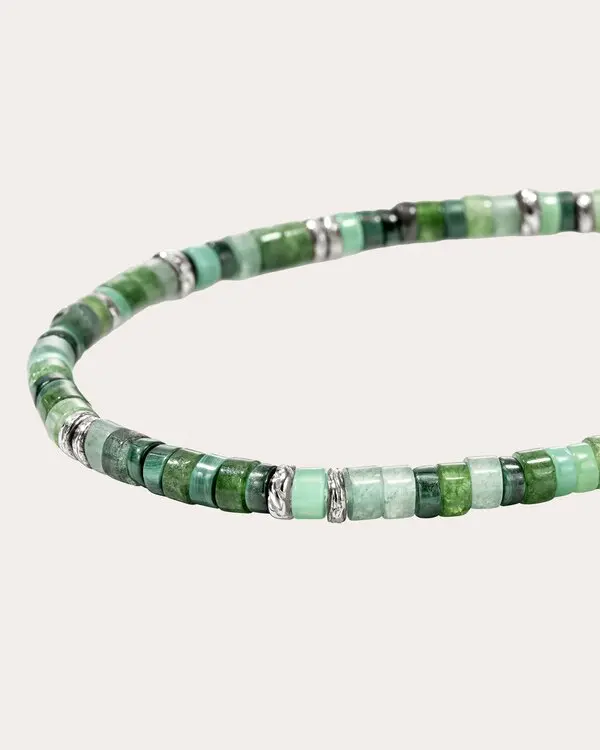 John Hardy Emerald & Malachite Heishi Bracelet