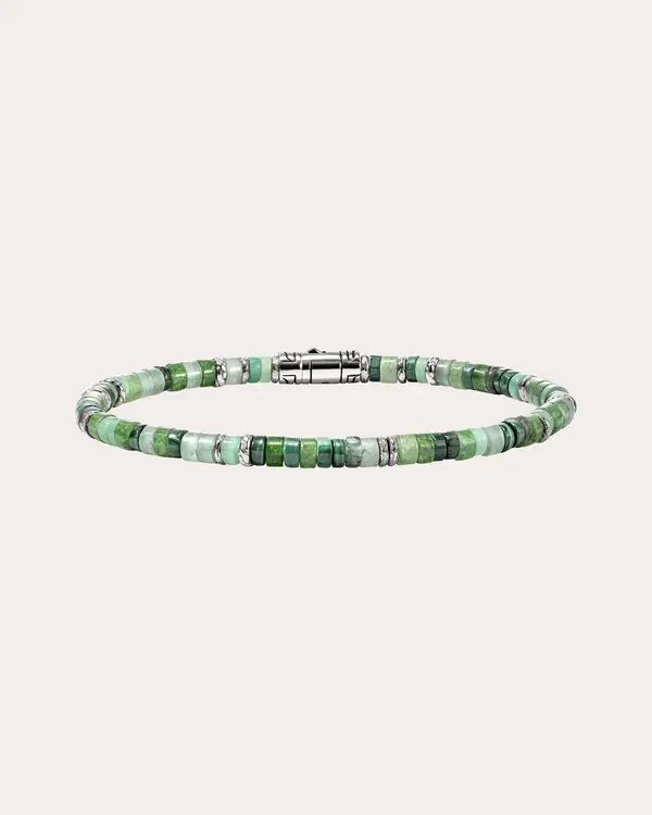 John Hardy Emerald & Malachite Heishi Bracelet