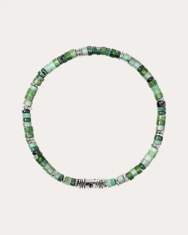 John Hardy Emerald & Malachite Heishi Bracelet