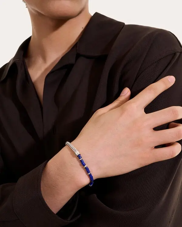 John Hardy Lapis Lazuli Heishi Chain Bracelet