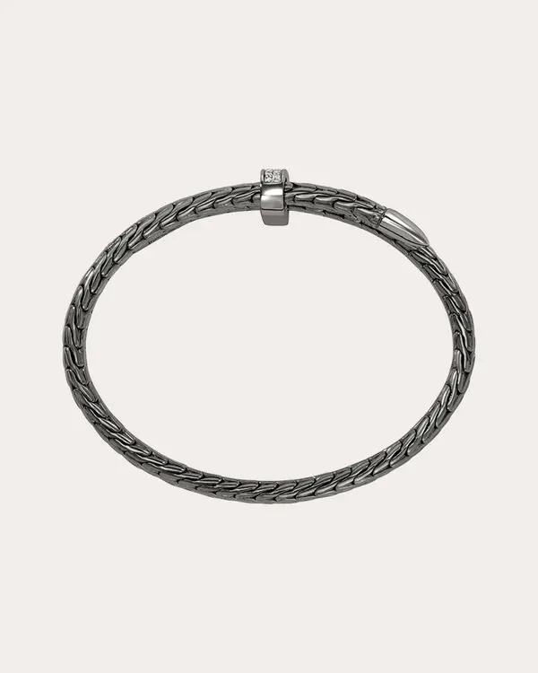 John Hardy Diamond Blackened Spear Pavé Flex Cuff