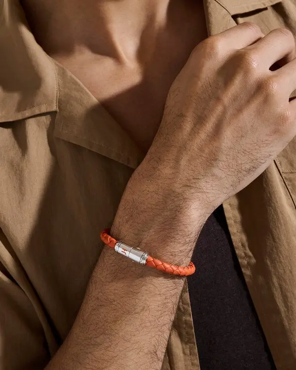 John Hardy Braided Leather Bracelet With Sterling Clasp