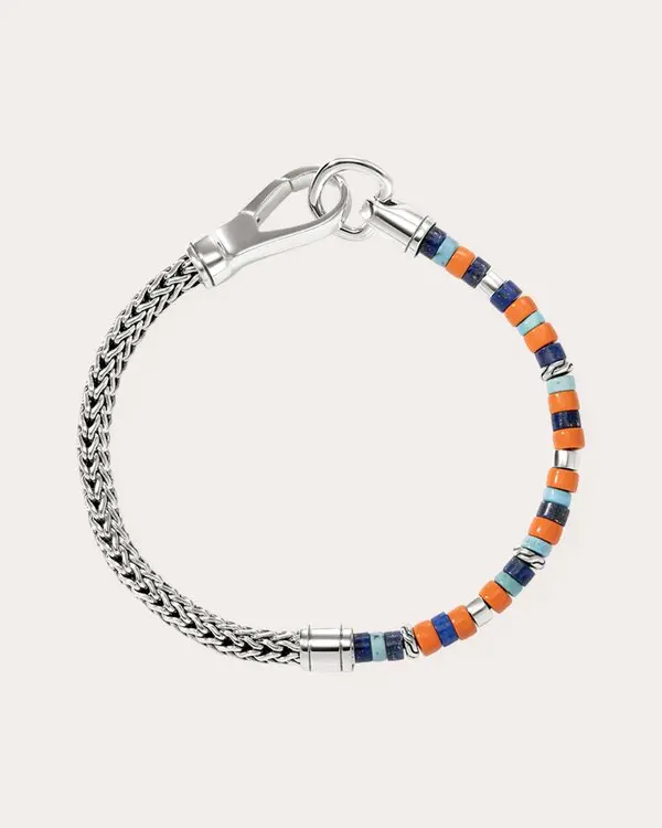 John Hardy Lapis Lazuli & Turquoise Heishi Chain Bracelet