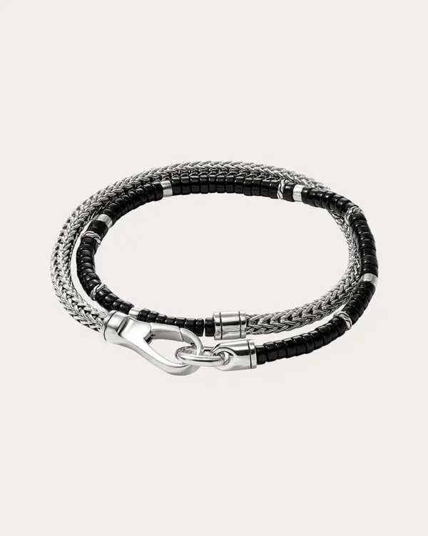 John Hardy Heishi Chain Wrap Bracelet With Onyx - Silver