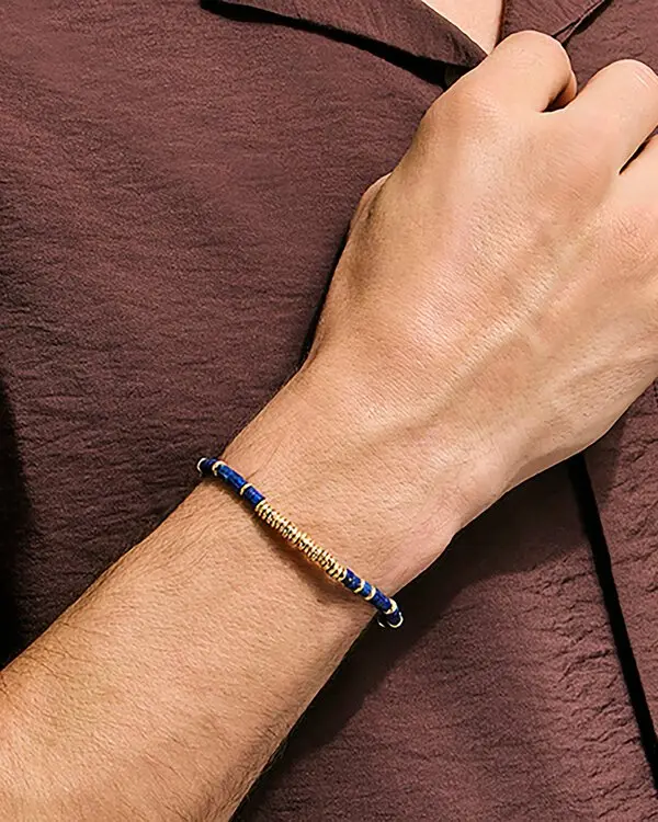 John Hardy Lapis Lazuli & 14k Gold Heishi Bracelet