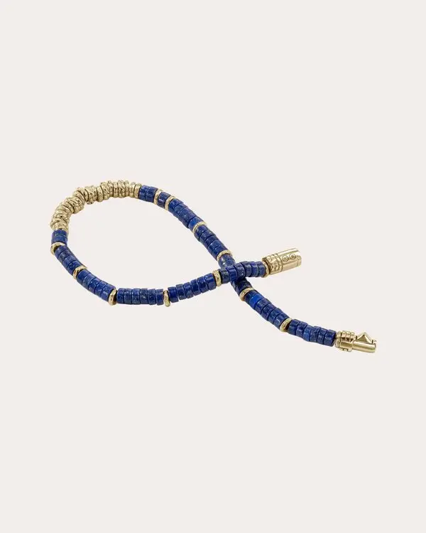 John Hardy Lapis Lazuli & 14k Gold Heishi Bracelet