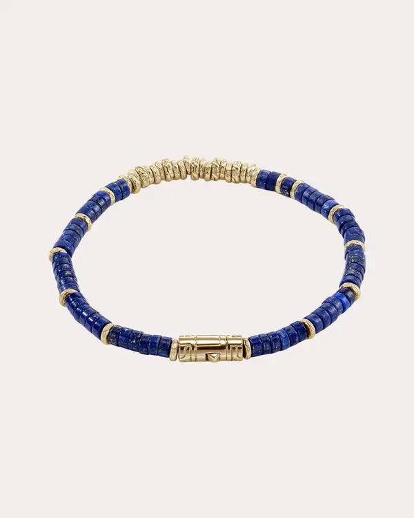 John Hardy Lapis Lazuli & 14k Gold Heishi Bracelet