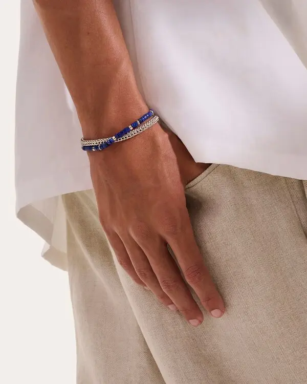 John Hardy Lapis Lazuli Heishi Chain Wrap Bracelet