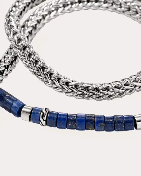John Hardy Lapis Lazuli Heishi Chain Wrap Bracelet